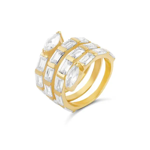 SHYMI Baguette Statement Swirl Ring - Gold