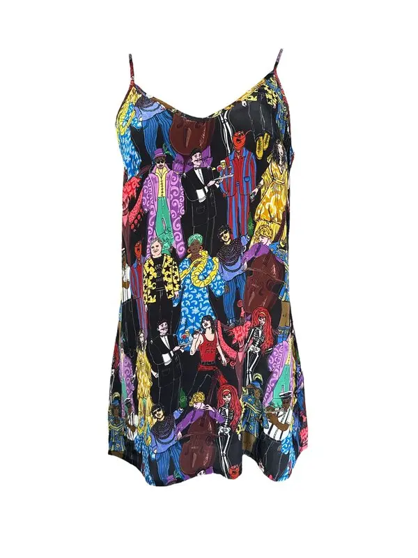ANY OLD IRON Black / Red Multicolor Nola Heroes Short Dress