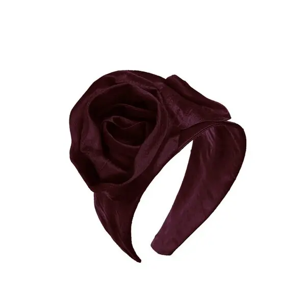 SIBI HATS Brown / Red Call Me Rosy Burgundy Silk Headband - Brown/red