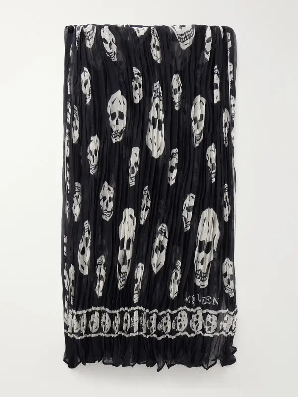 Alexander McQueen Printed Silk-plissé Scarf