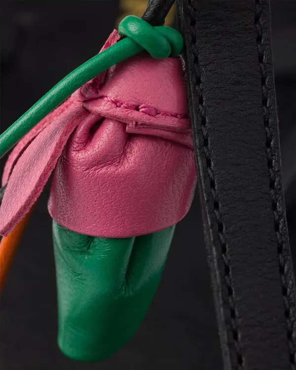 Prada Antiqued Leather Thong Sandals With Floral Ornament