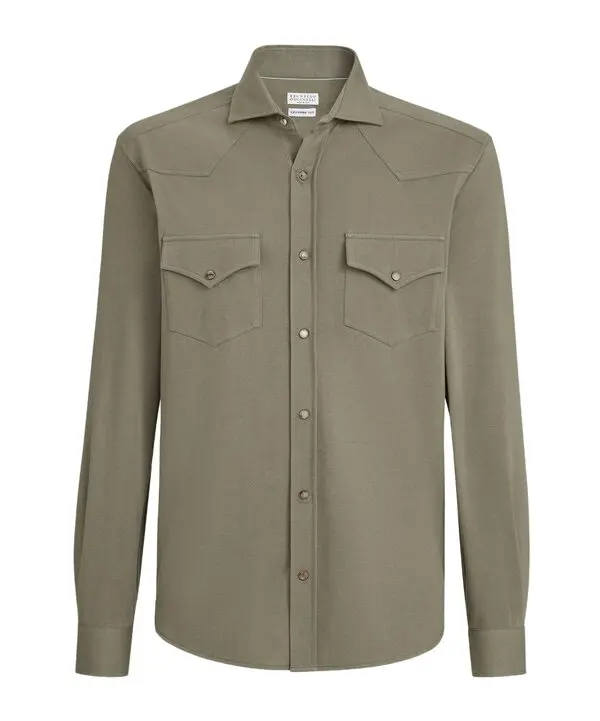 Brunello Cucinelli Cotton Piqué Western Shirt