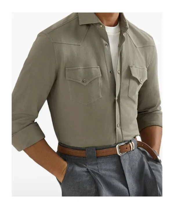 Brunello Cucinelli Cotton Piqué Western Shirt
