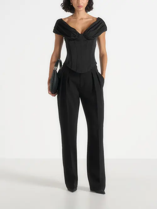 Manière De Voir Ursula Ruched Off-shoulder Corset Top