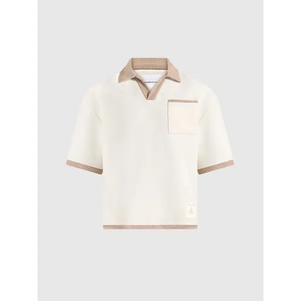 Manière De Voir Brice Boxy Crochet Detail Polo Shirt - Cream