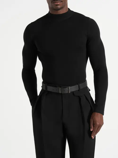 Manière De Voir Kw003 Fitted High Neck Wool Jumper - Black
