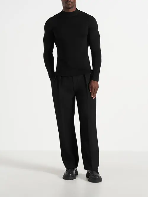 Manière De Voir Kw003 Fitted High Neck Wool Jumper - Black