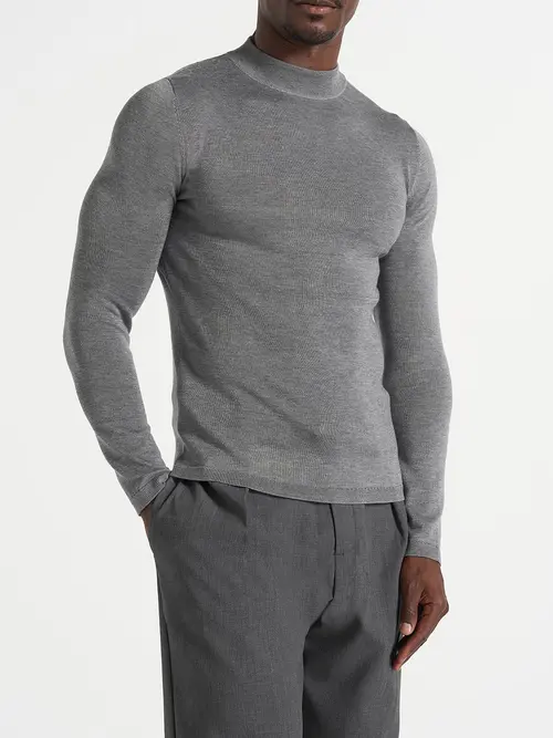 Manière De Voir Kw003 Fitted High Neck Wool Jumper - Grey