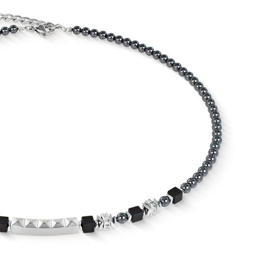 COEUR DE LION Beads & Pearls Spike Necklace - Anthracite