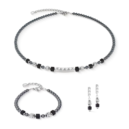 COEUR DE LION Beads & Pearls Spike Necklace - Anthracite