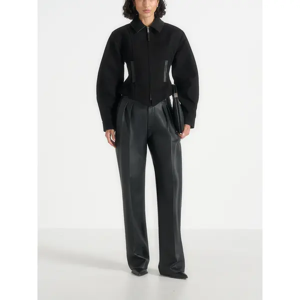 Manière De Voir Sky Hourglass Contrast Leather Jacket - Black
