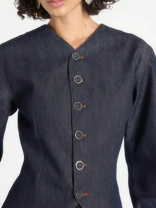 Manière De Voir Aya Denim Hourglass Jacket - Indigo