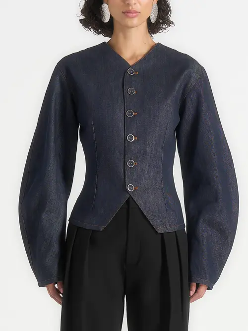 Manière De Voir Aya Denim Hourglass Jacket - Indigo