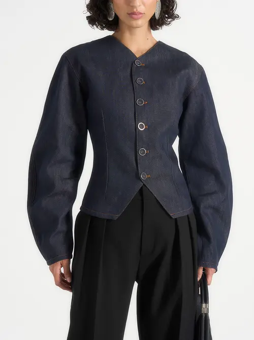 Manière De Voir Aya Denim Hourglass Jacket - Indigo