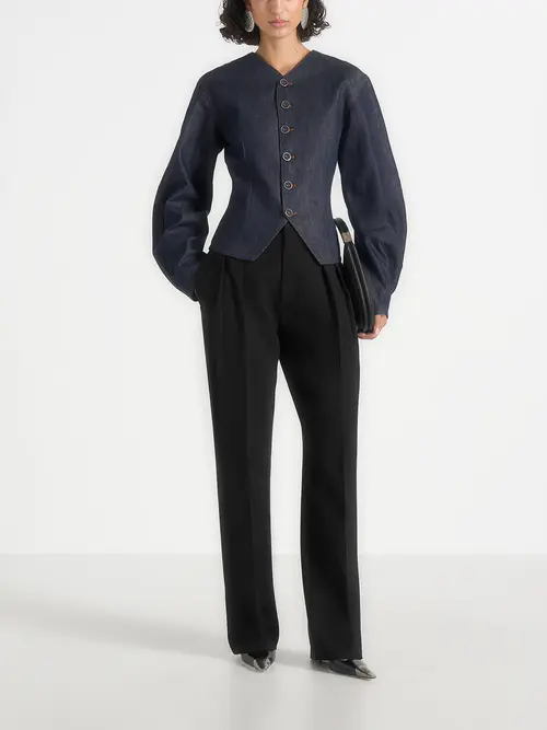 Manière De Voir Aya Denim Hourglass Jacket - Indigo