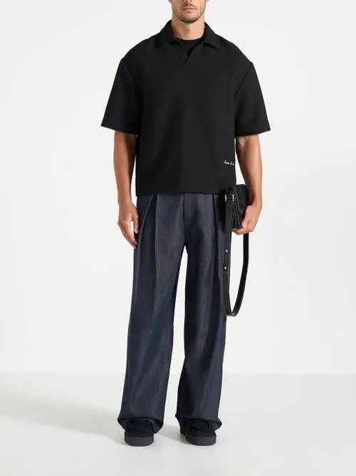 Manière De Voir Lior Box Pleat Wide Leg Denim Jeans