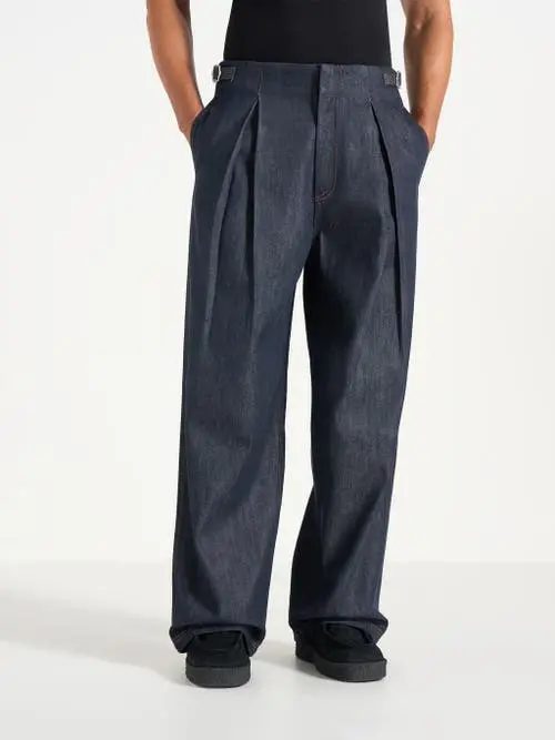Manière De Voir Lior Box Pleat Wide Leg Denim Jeans