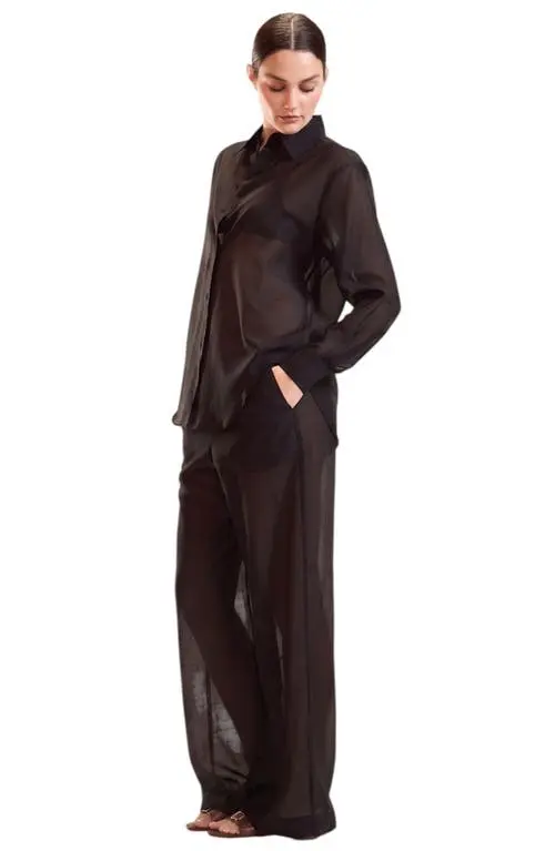 Cynthia Rowley Salina Sheer Shirt - Black