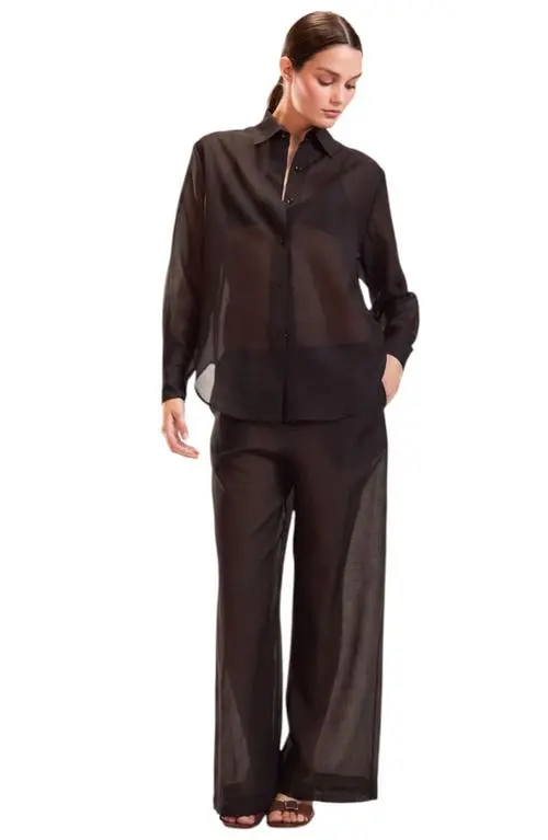 Cynthia Rowley Salina Sheer Shirt - Black