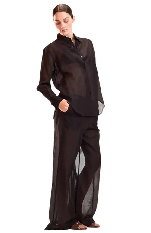 Cynthia Rowley Salina Sheer Shirt - Black