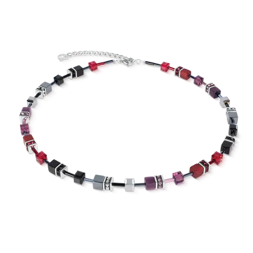 COEUR DE LION Geocube® Iconic Necklace - Ruby Noir Silver