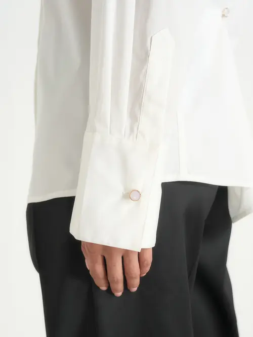 Manière De Voir Hope Oversized Pleated Tuxedo Cotton Shirt