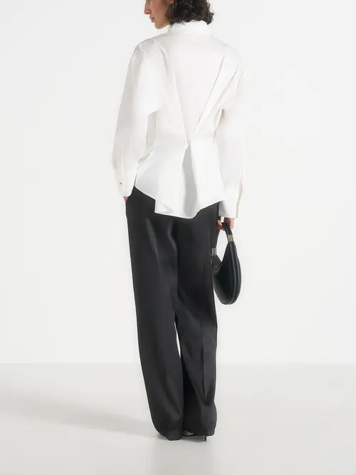 Manière De Voir Hope Oversized Pleated Tuxedo Cotton Shirt