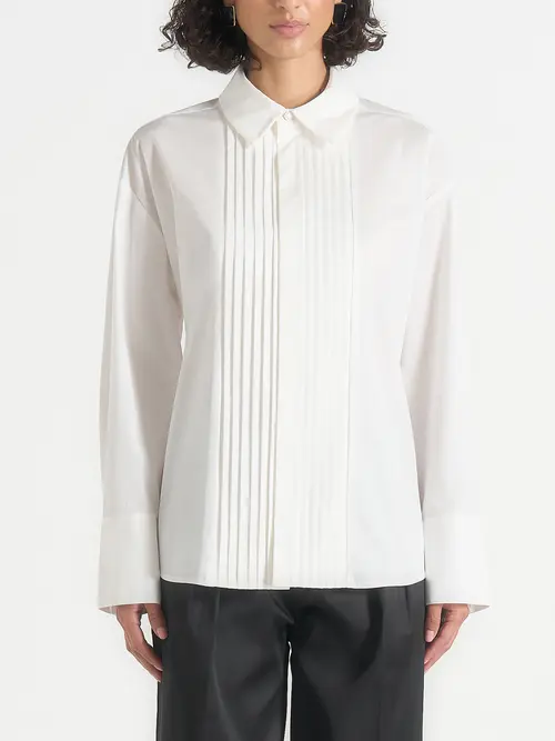 Manière De Voir Hope Oversized Pleated Tuxedo Cotton Shirt
