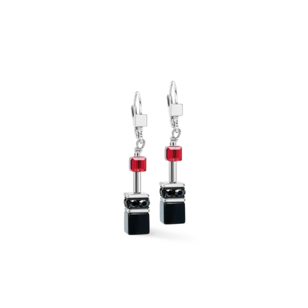 COEUR DE LION Geocube® Iconic Drop Earrings - Noir Silver
