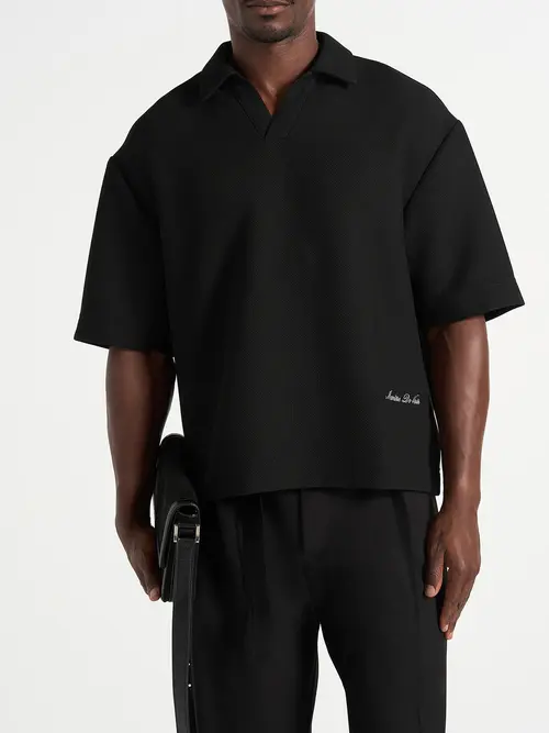 Manière De Voir Joss Boxy Signature Polo Shirt - Black