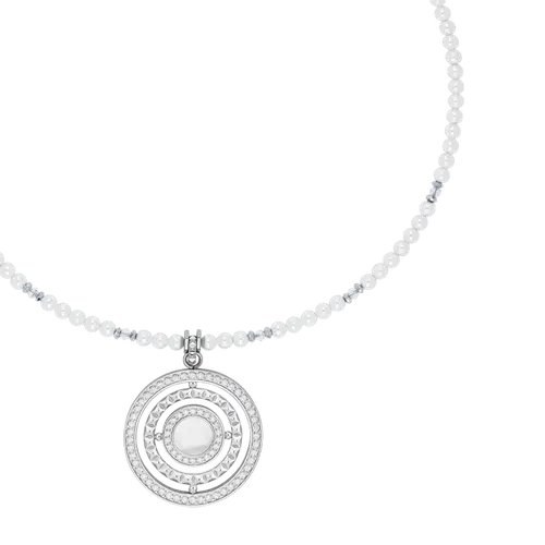 COEUR DE LION Necklace Amulet Modern Icon - Pearl Silver