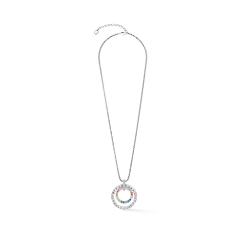 COEUR DE LION Necklace Circle Duo - Multicolor Silver