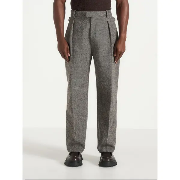 Manière De Voir Dorian Wool-blend Herringbone Pleated Trousers