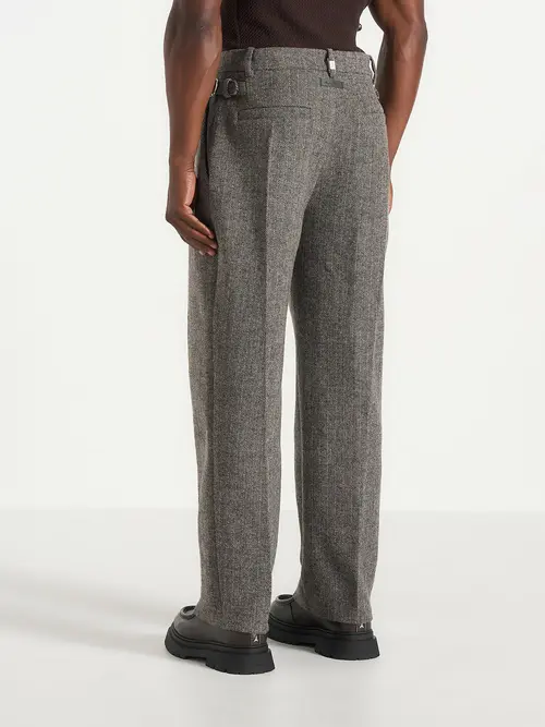 Manière De Voir Dorian Wool-blend Herringbone Pleated Trousers