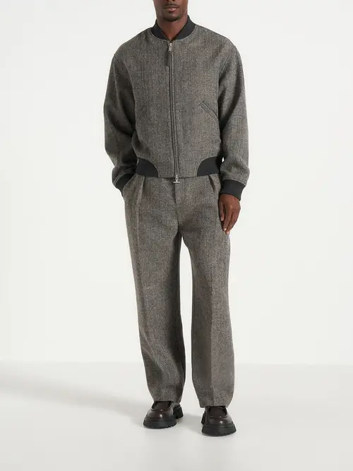 Manière De Voir Dorian Wool-blend Herringbone Pleated Trousers