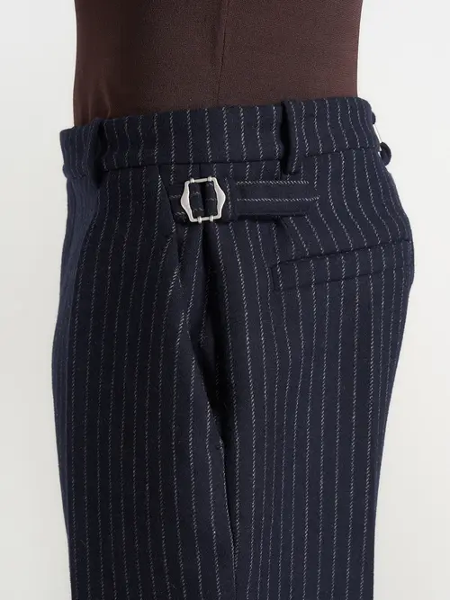 Manière De Voir Dorian Wool Pinstripe Pleated Trousers - Navy