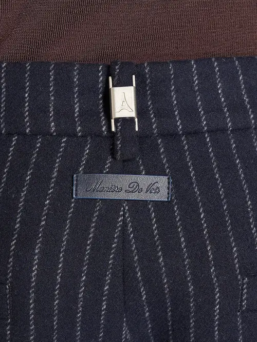 Manière De Voir Dorian Wool Pinstripe Pleated Trousers - Navy