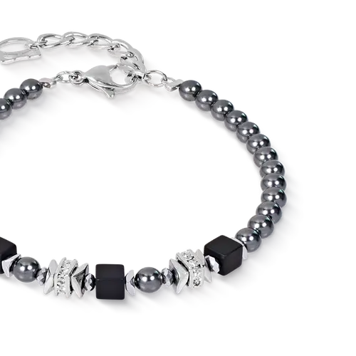COEUR DE LION Beads & Pearls Spike Bracelet - Grey-silver