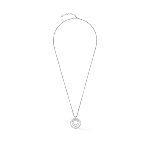 COEUR DE LION Necklace Circle Trio Crystal - Silver