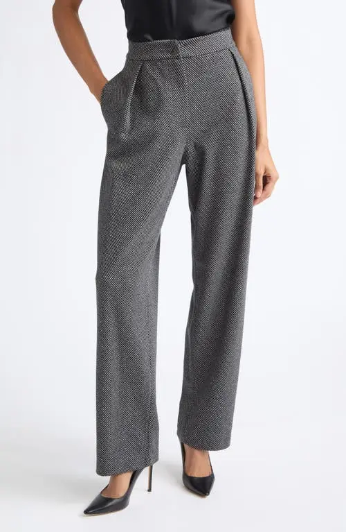Emporio Armani Chevron Jacquard Wide Leg Pants - Solid Black