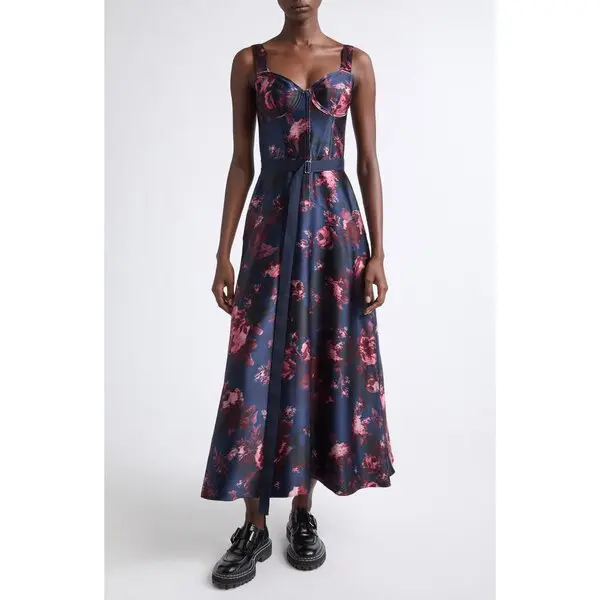 Erdem Floral Duchesse Satin Corset Dress
