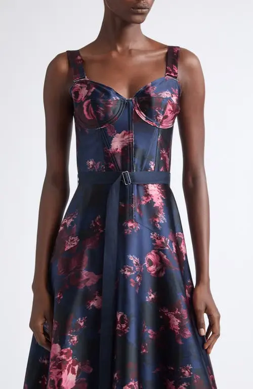 Erdem Floral Duchesse Satin Corset Dress