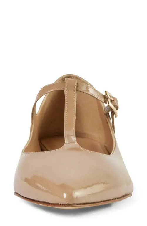 Bruno Magli Jianna Leather T-strap Mary Jane Flat - Biscuit