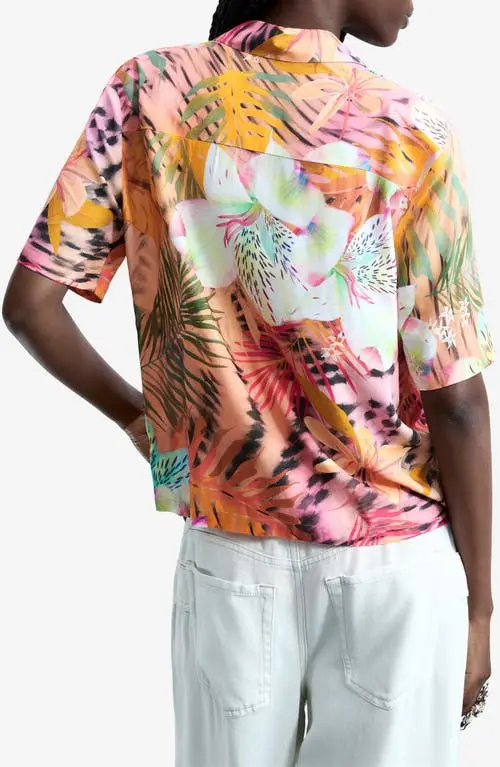 Desigual Tropical Notched Collar Shirt