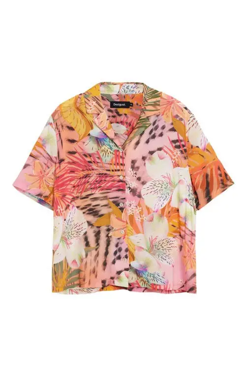 Desigual Tropical Notched Collar Shirt