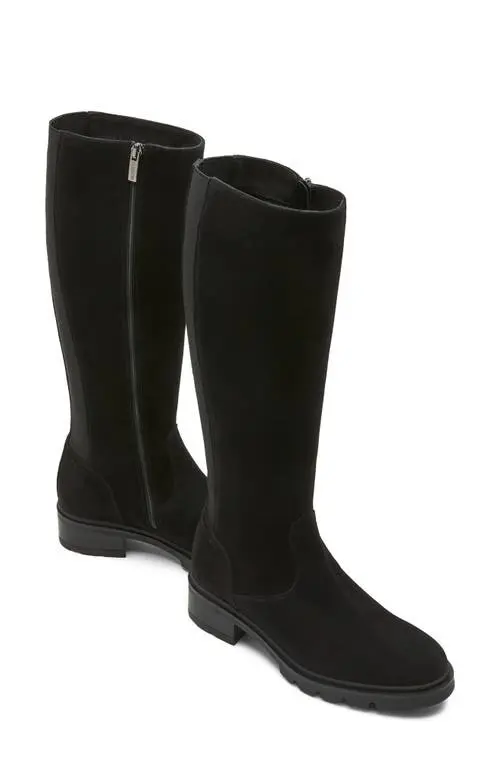 La Canadienne Superb Knee High Bootwide Calf - Black Suede
