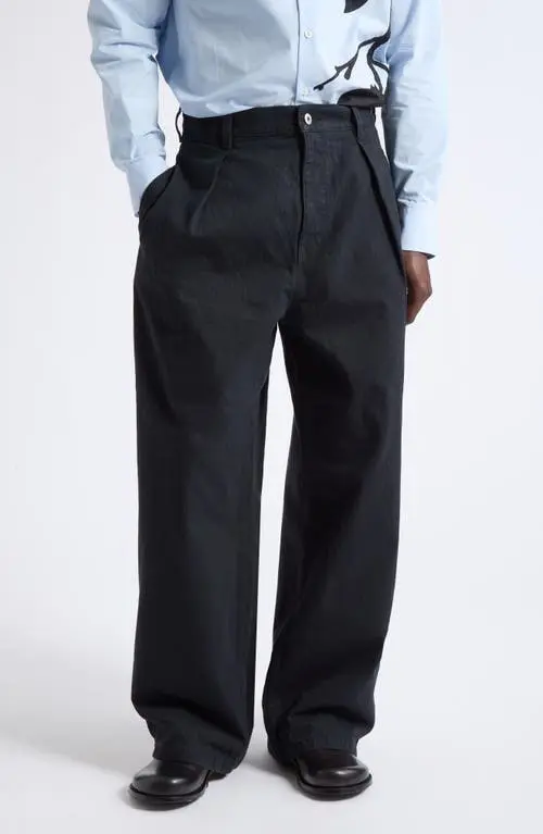 JW Anderson Single Pleat Cotton Trousers - Black