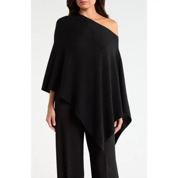Nordstrom Wool & Cashmere Asymmetrical Poncho - Black