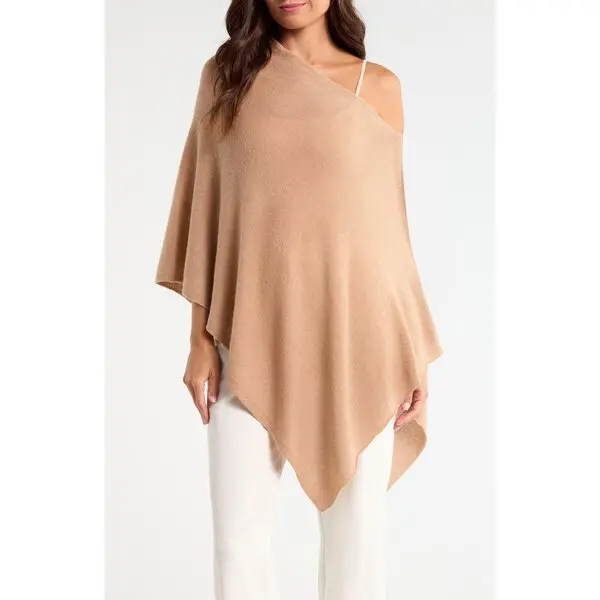 Nordstrom Wool & Cashmere Asymmetrical Poncho - Camel