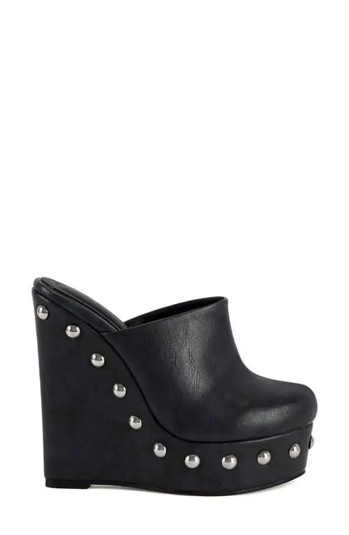AZALEA WANG Riala Faux Leather Studded Wedge Mule